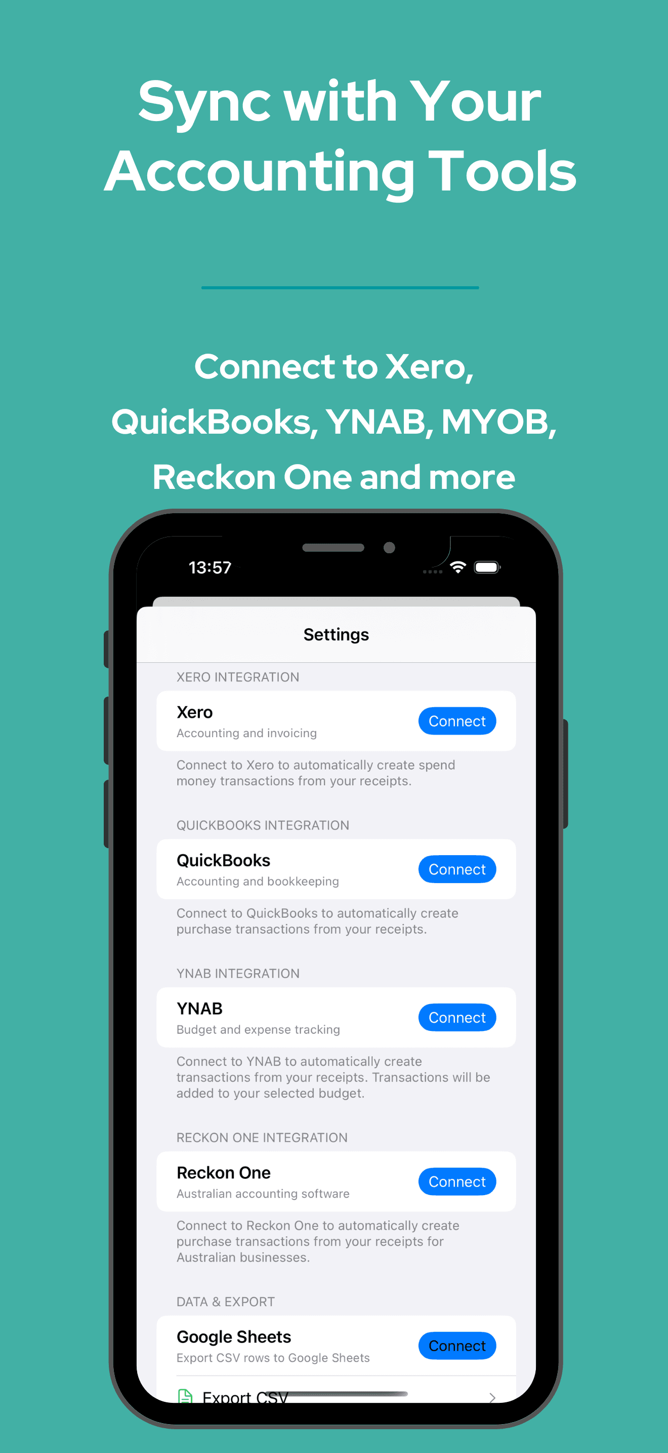 Receipt Scanner App with AI | Export to Google Sheets, PDF, CSV